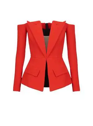Balmain Off-the-shoulder Peplum Top - Red