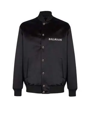 Balmain Satin Bomber Jacket With Galaxy Embroidery - Silver