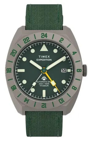 Timex® Expedition Pioneer Gmt Automatic Webbing Strap Watch - Titanium