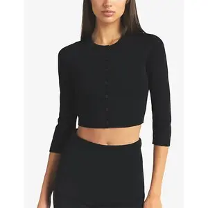 SKIMS Refined Knit Cropped Cardigan - Obsidian