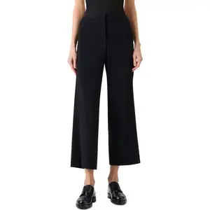 Akris Marlon Laser Cut Crepe Crop Wide Leg Pants - Black