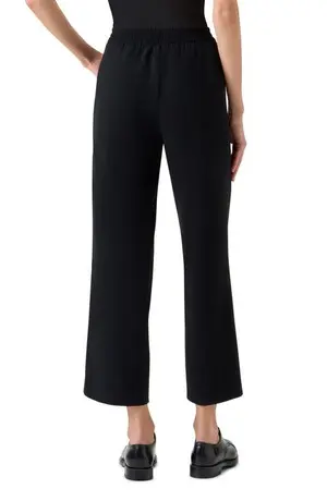 Akris Marlon Laser Cut Crepe Crop Wide Leg Pants