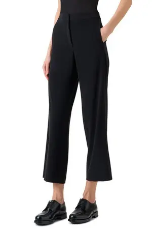 Akris Marlon Laser Cut Crepe Crop Wide Leg Pants