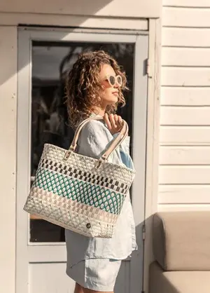 HANDED BY Elin Recycled Plastic Shopper - Aqua