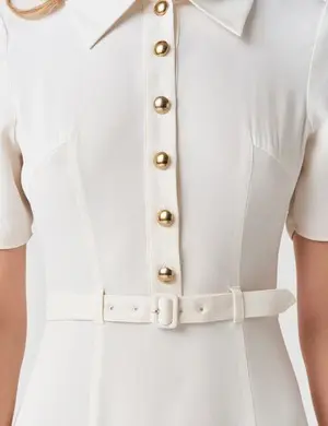 GHOST LONDON Amanda Collared Midi Shirt Dress - Ivory