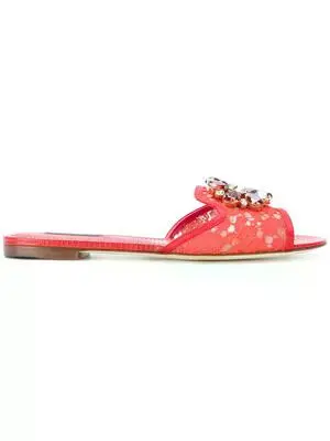 Dolce & Gabbana Bianca Flat Sandals - Red
