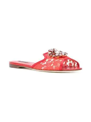 Dolce & Gabbana Bianca Flat Sandals - Red