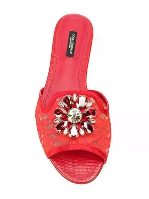 Dolce & Gabbana Bianca Flat Sandals - Red