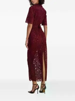 MOOS STUDIO Belted Lace Midi Dress