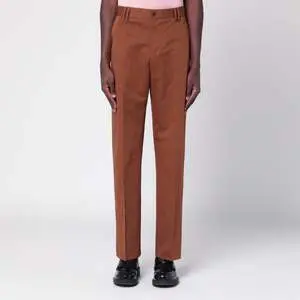 PT TORINO Cotton Linen Trousers - Brown