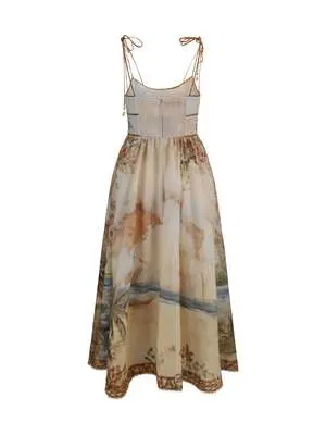 Zimmermann Mahon Linen Corset Midi Dress - Cream