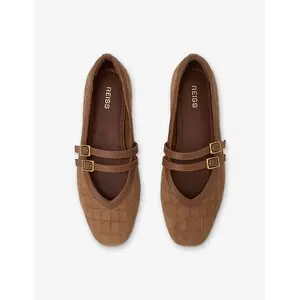 REISS Eliza Suede Ballet Flats