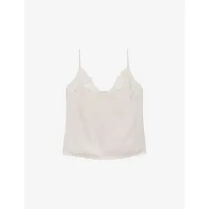 REISS Joanie Lace-detail Satin Cami Top - Neutral
