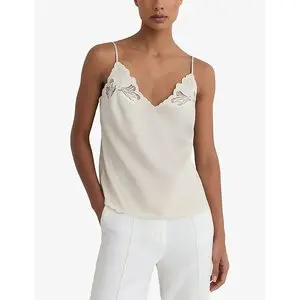 REISS Joanie Lace-detail Satin Cami Top