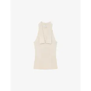 REISS Vera Ribbed Knitted Vest Top - Ivory