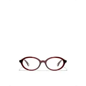 Chanel Ch3499ha Oval-frame Metal Optical Glasses - Red