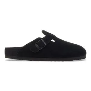BIRKENSTOCK Boston Suede Leather Clogs - Black