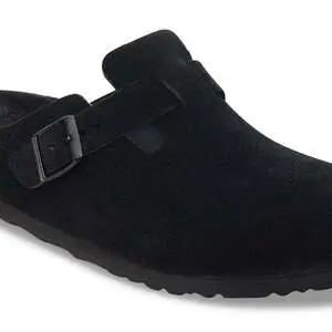 BIRKENSTOCK Boston Suede Leather Clogs - Black