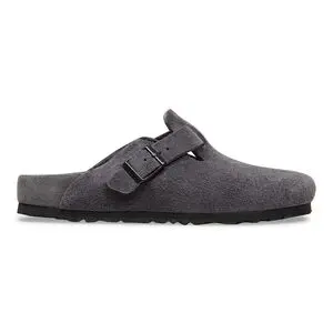 BIRKENSTOCK Boston Suede Leather Clogs - Charcoal
