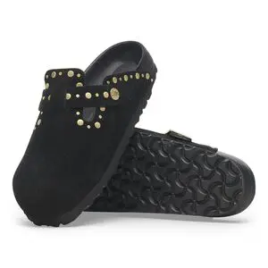 BIRKENSTOCK Boston Rivet Suede Leather - Black