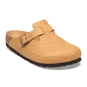 BIRKENSTOCK Boston Natural Leather Embossed Clogs - Nature