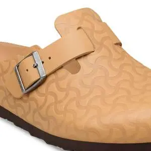 BIRKENSTOCK Boston Natural Leather Embossed Clogs