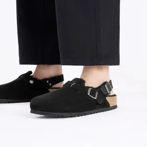 BIRKENSTOCK Tokio Shearling Suede Leather - Black