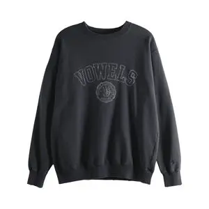 VOWELS Faded Collegiate Crewneck - Black