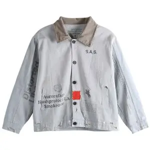 SAITOS Patchwork Print Jacket 'faded - Grey