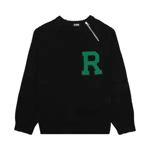 Raf Simons Raglan Sweater With Letter Badge And Zipper Detail - Black