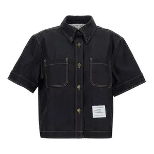 Thom Browne Japanese Selvedge Denim Button Down Shirt 'navy
