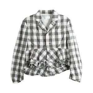 Tao Comme Des Garçons Plaid Ruched Hem Jacket /white