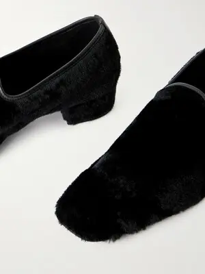 HERBERT LEVINE Shearling Square-toe Loafers