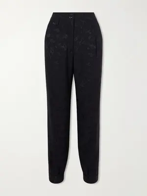 Maison Mayle Gaucha Floral-jacquard Silk Tapered Pants