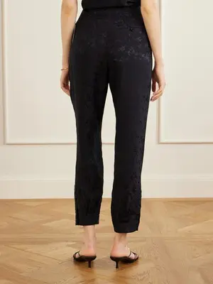 Maison Mayle Gaucha Floral-jacquard Silk Tapered Pants