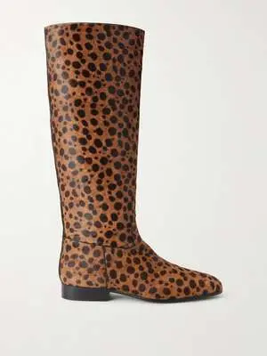 HERBERT LEVINE Rein It Animal-print Pony-hair Knee Boots - Leopard Print