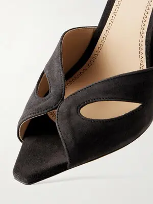 Victoria Beckham Harlow Mask Suede Slingback Sandals - Gray