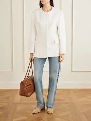 HERBERT LEVINE Showtime Suede Loafers With Block Heels - Beige