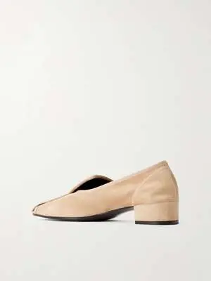 HERBERT LEVINE Showtime Suede Loafers With Block Heels - Beige