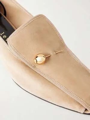 HERBERT LEVINE Showtime Suede Loafers With Block Heels - Beige
