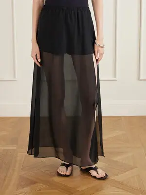 LA LIGNE Freya Layered Silk-chiffon Maxi Skirt