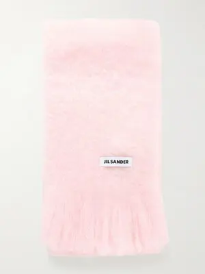 JIL SANDER Fringed Mohair And Wool-bend Scarf - Pink