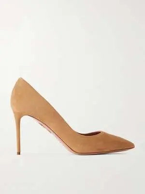 AQUAZZURA Purist 85 Suede Pumps - Camel