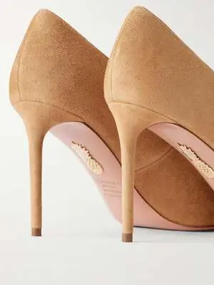 AQUAZZURA Purist 85 Suede Pumps - Camel