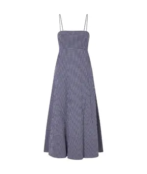 LA LIGNE Gingham Seersucker Midi Dress With Cut-out Detail - Multi