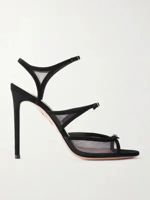 AQUAZZURA Jalila 105 Suede And Mesh Sandals - Black