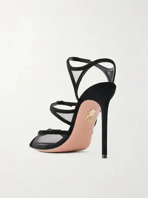 AQUAZZURA Jalila 105 Suede And Mesh Sandals