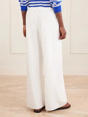 LA LIGNE Colby Cotton-poplin Wide-leg Pants - White