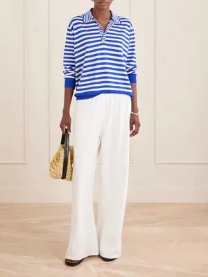 LA LIGNE Ben" Striped Silk, Wool, And Cashmere-blend Polo Sweater - Multi
