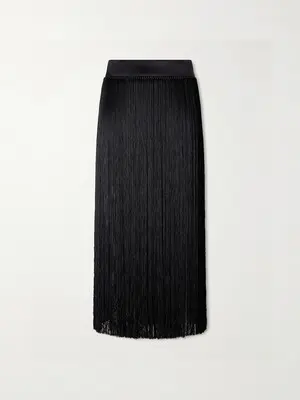 Dolce & Gabbana Fringed Midi Skirt - Black